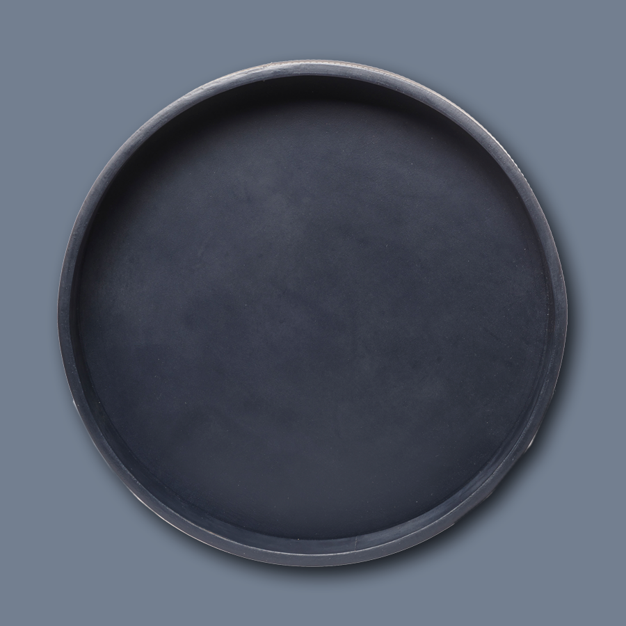 Tablett Rund LIFESTYLE aus Leder glatt - dunkelblau - FROHSINN