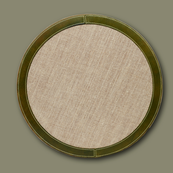 Tablett Rund LIFESTYLE aus Leder glatt - olivgrün - FROHSINN